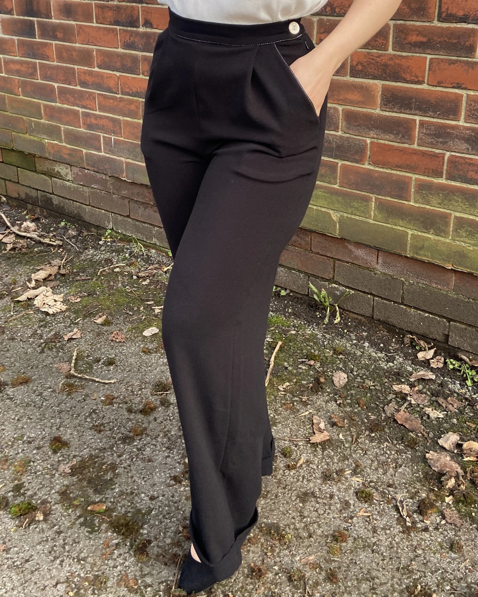 1940s Hepburn Pleated Trousers in Black | The House of Foxy – Bright ...